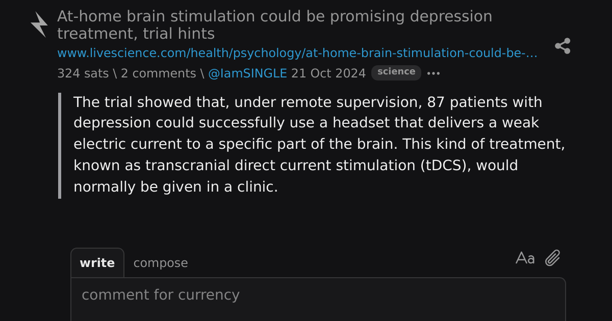 At-home brain stimulation could be promising depression treatment ...
