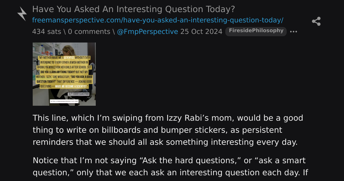 Have You Asked An Interesting Question Today? \ stacker news