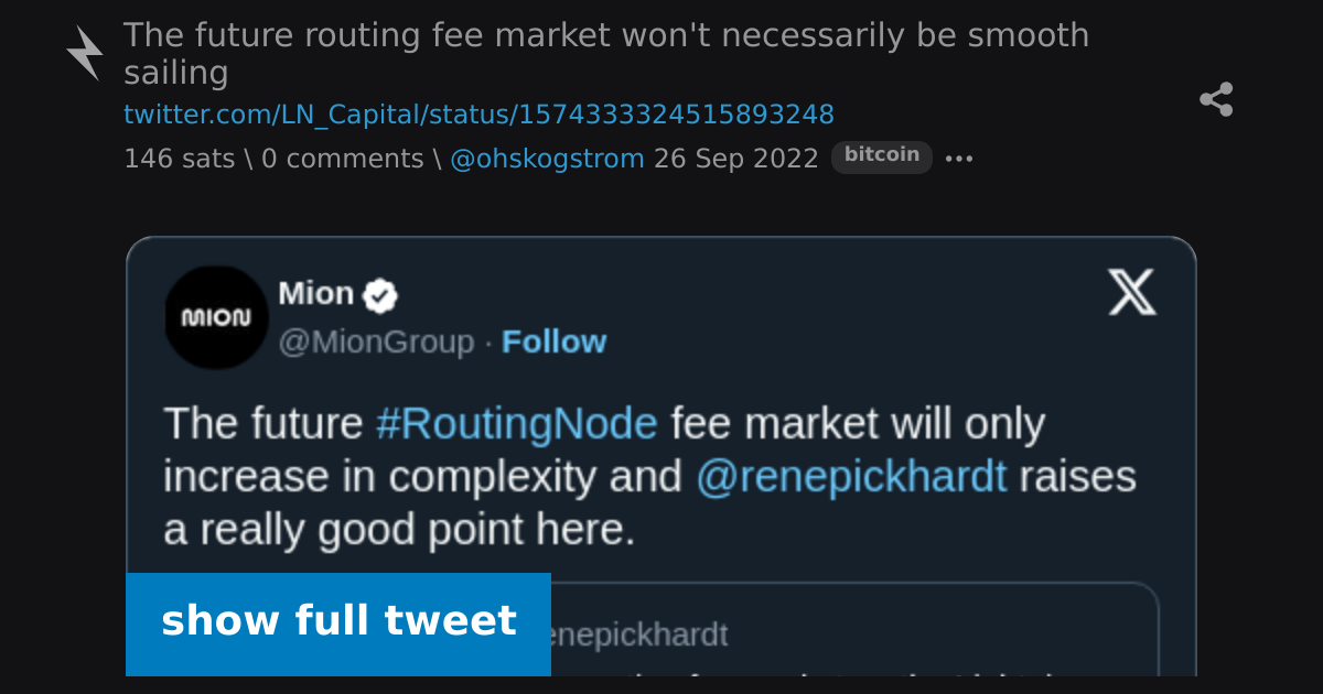 The future routing fee market won't necessarily be smooth sailing ...