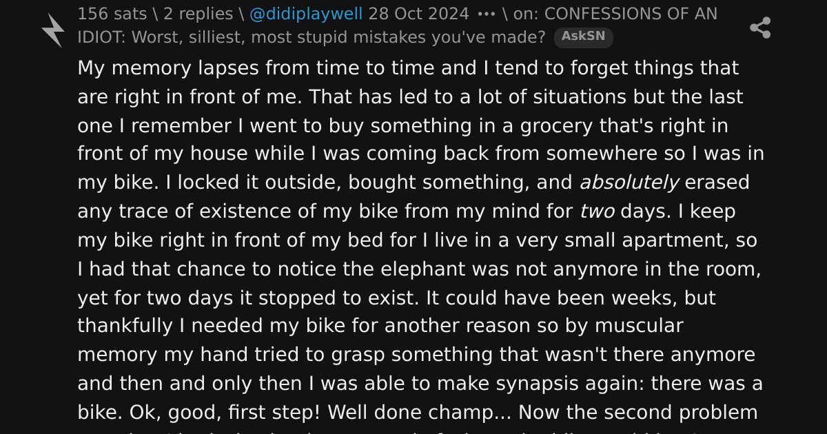 reply on: CONFESSIONS OF AN IDIOT: Worst, silliest, most stupid ...