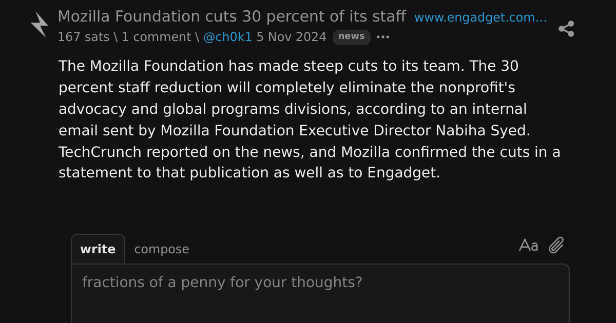 Mozilla Foundation cuts 30 percent of its staff \ stacker news