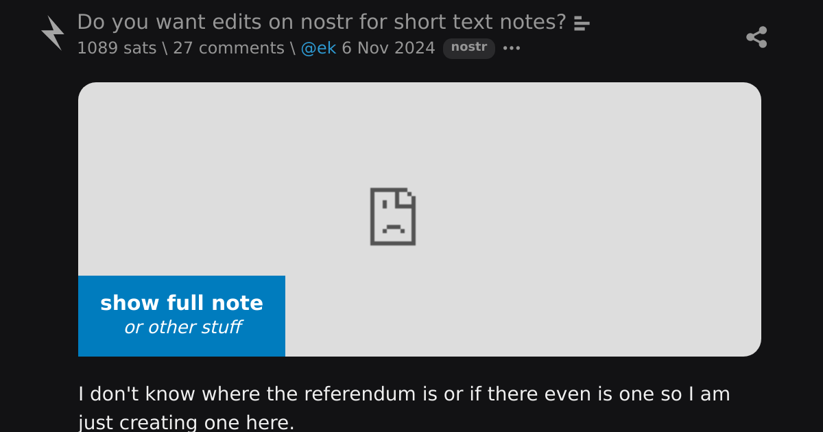 Do you want edits on nostr for short text notes? \ stacker news