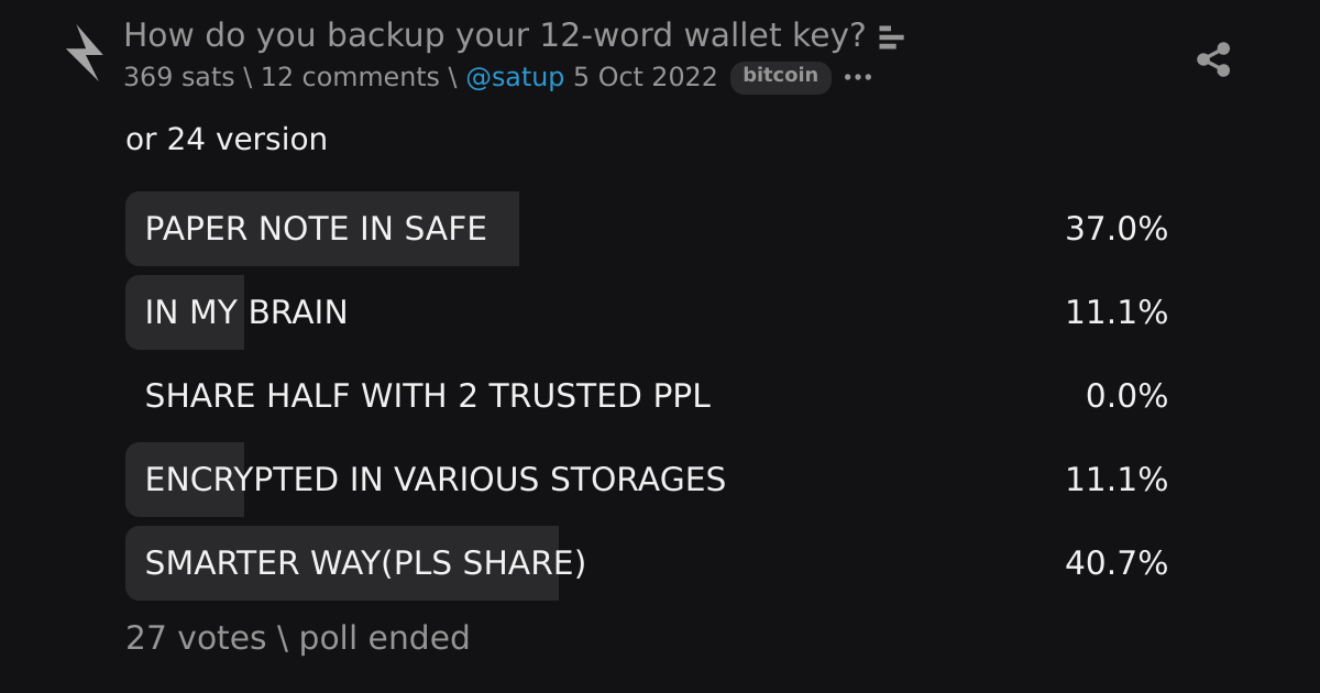 How do you backup your 12-word wallet key? \ stacker news
