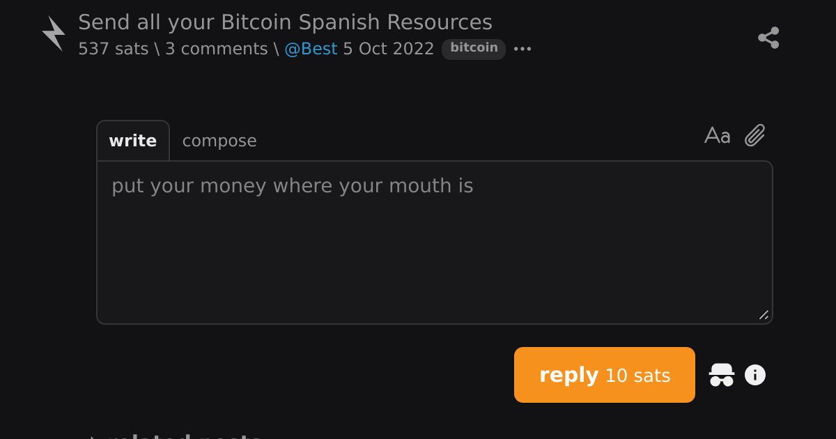 Send all your Bitcoin Spanish Resources \ stacker news ~bitcoin