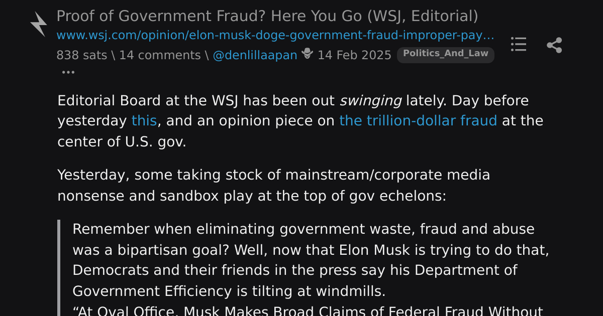 Proof of Government Fraud? Here You Go (WSJ, Editorial) \ stacker news