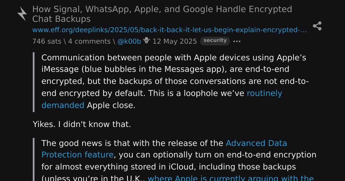 How Signal, WhatsApp, Apple, and Google Handle Encrypted Chat Backups ...