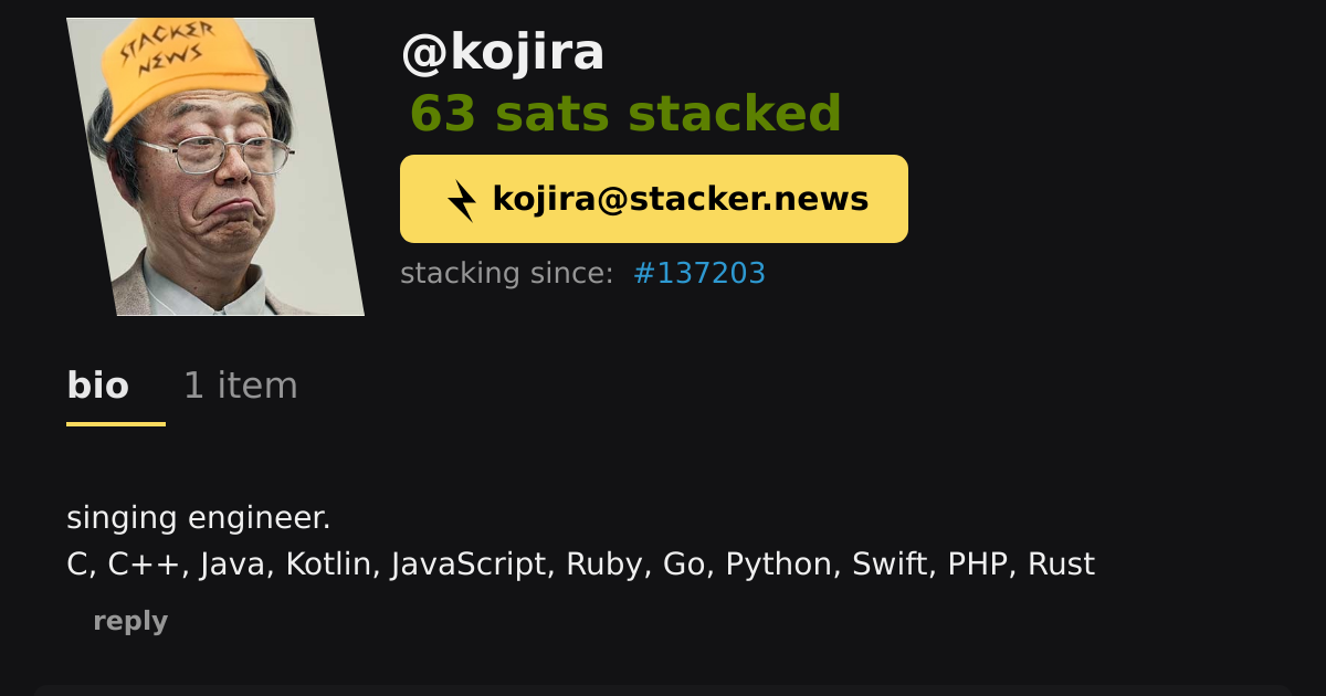kojira \ stacker news
