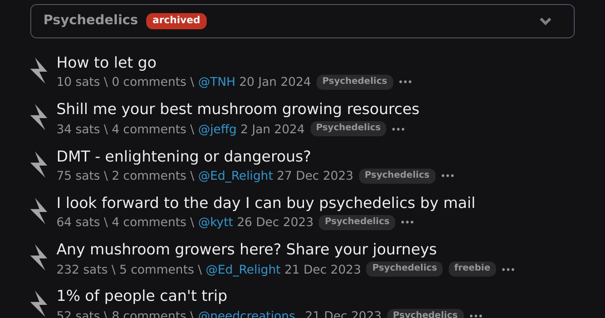 ~Psychedelics \ stacker news